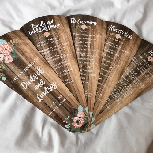 Rustic Wooden Floral Wedding Program Fans Petal Fan - Etsy