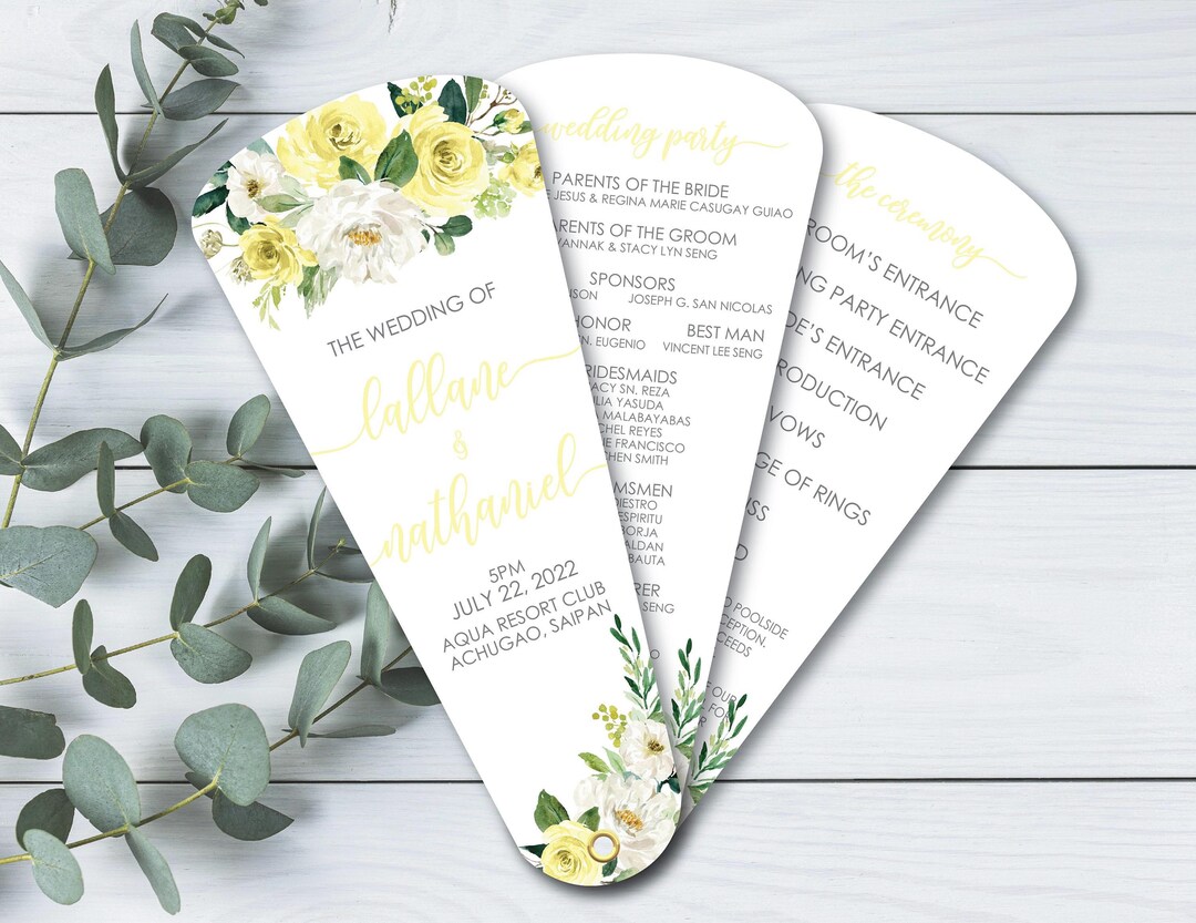 Program Wedding, Yellow Wedding, Watercolor Flowers, Wedding Timeline ...