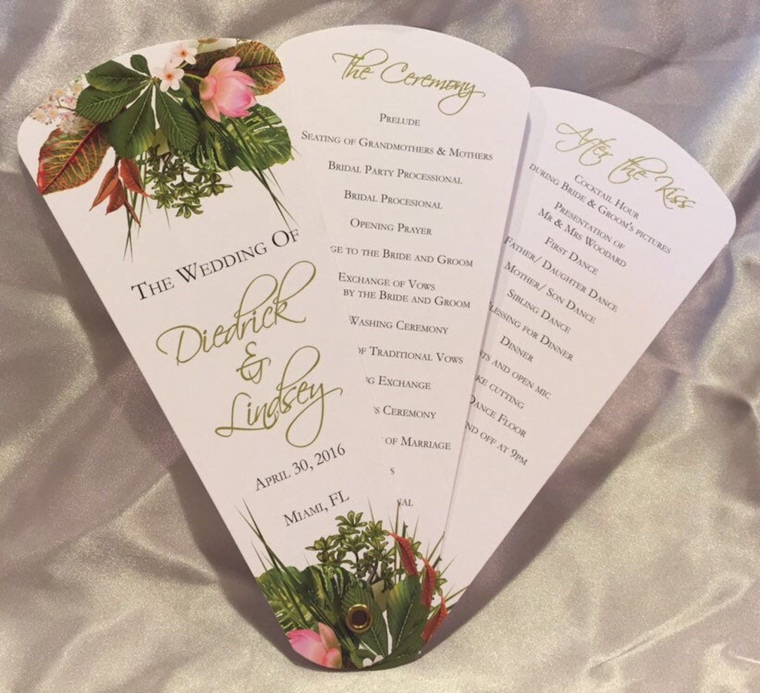 Exotic Wedding Program Fans, Tropical Petal Fan Programs, Destination ...
