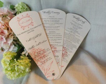 Shabby Chic Wedding Program Fans Petal Fan Programs Floral - Etsy