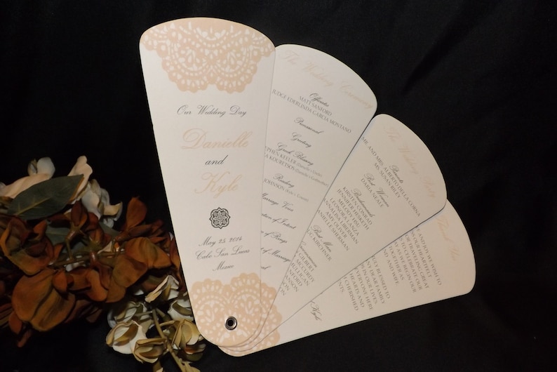 Lace Wedding Program Fans Petal Fan Programs Fan Programs - Etsy