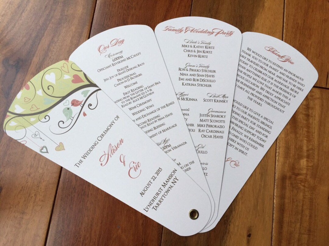 Wedding Program Fans, Petal Fan Programs, Fan Programs - Love Birds - Etsy