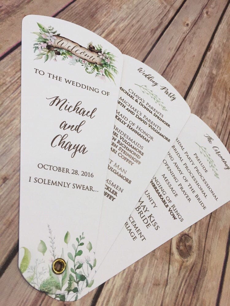 Wedding Program Fans Petal Fan Programs Fan Programs | Etsy