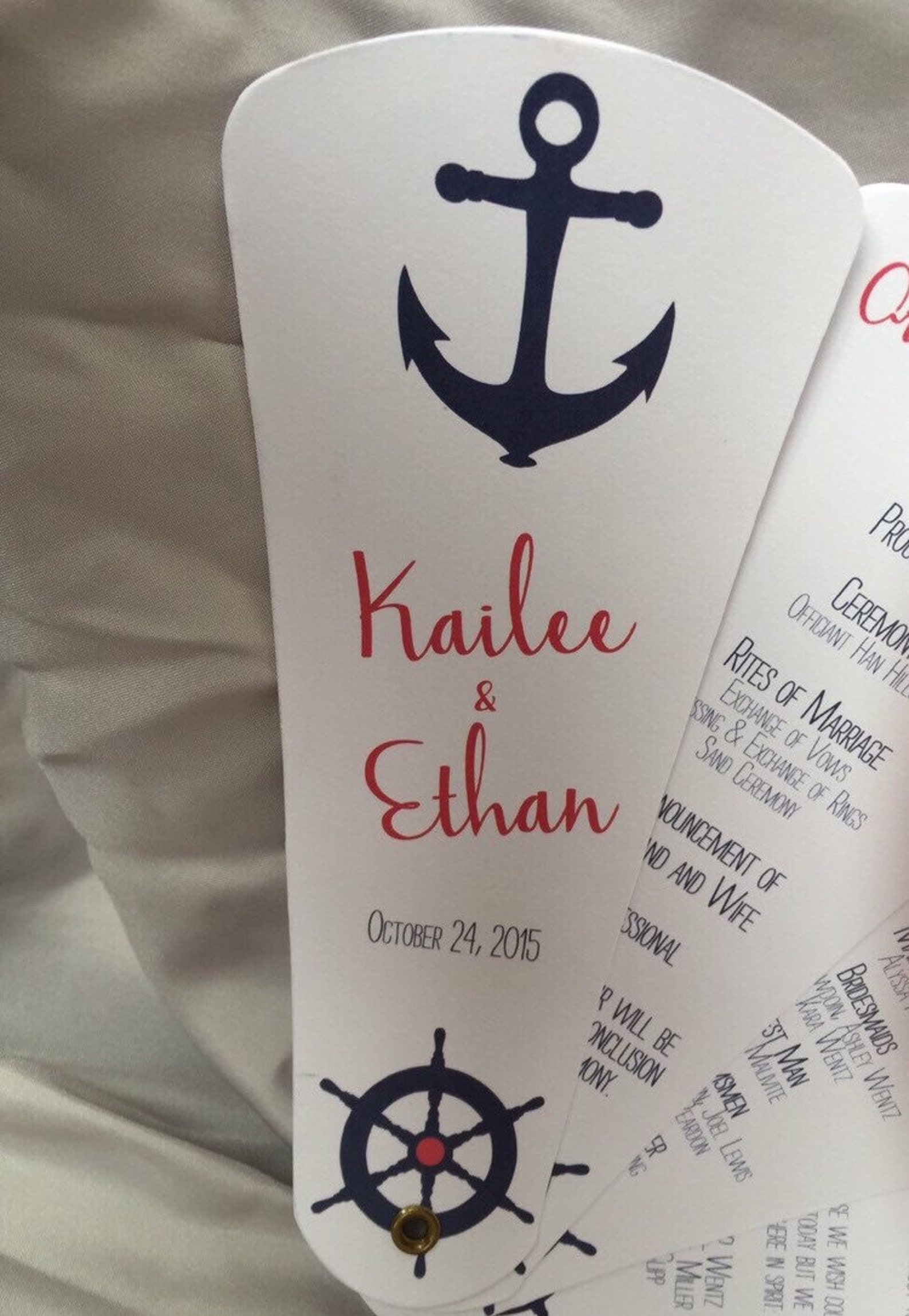 Nautical Wedding Program Fans Beach Petal Fan Programs - Etsy