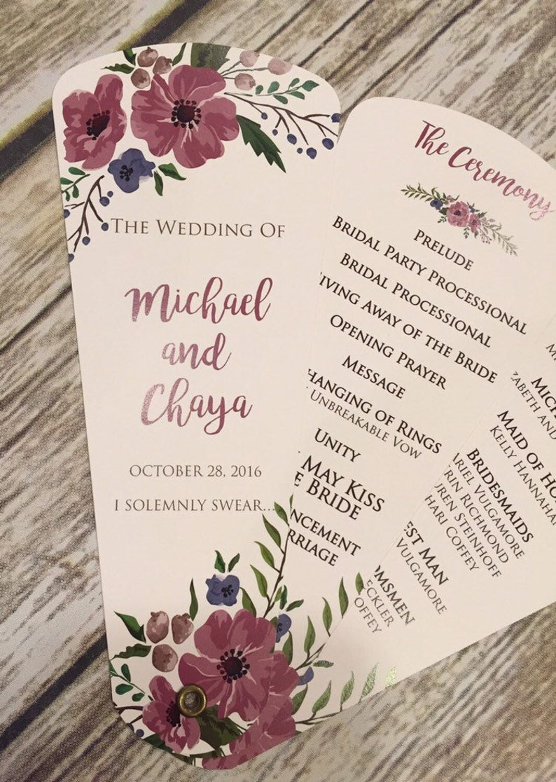 Shabby Chic Wedding Program Fans Petal Fan Programs Floral | Etsy
