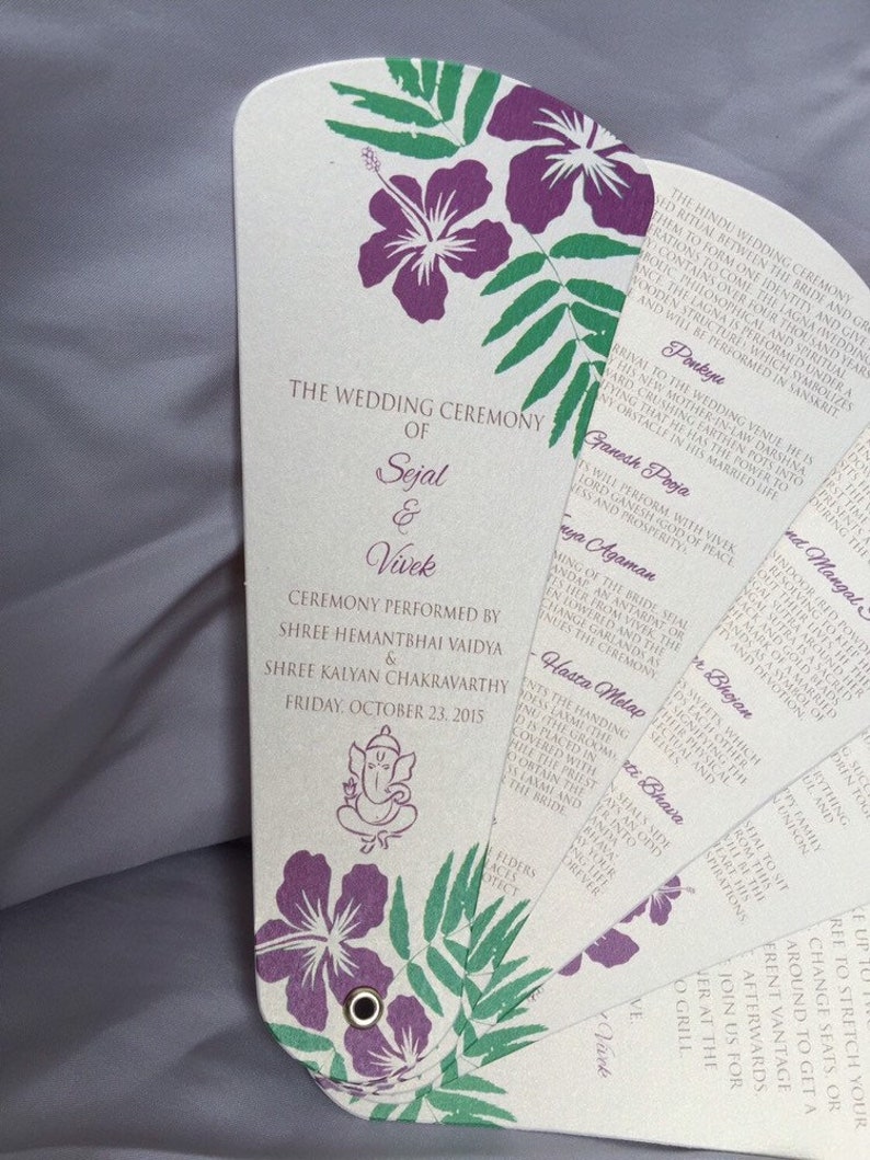 Hibiscus Wedding Program Fans Tropical Petal Fan Programs | Etsy