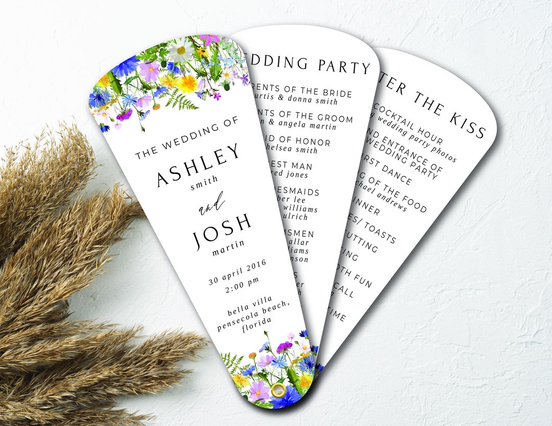 Ceremony Programs Fan, Wildflower Church Programs, Wedding Petal Fans, Fans as Programs for ...