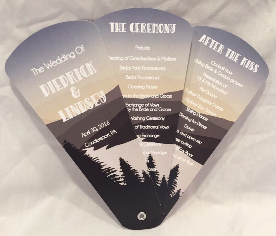 Mountain Wedding Program Fans, Rustic Petal Fan Programs, Fan Programs ...