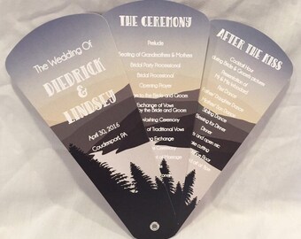 Rustic Wedding Program Fans Petal Fan Programs Wooden - Etsy