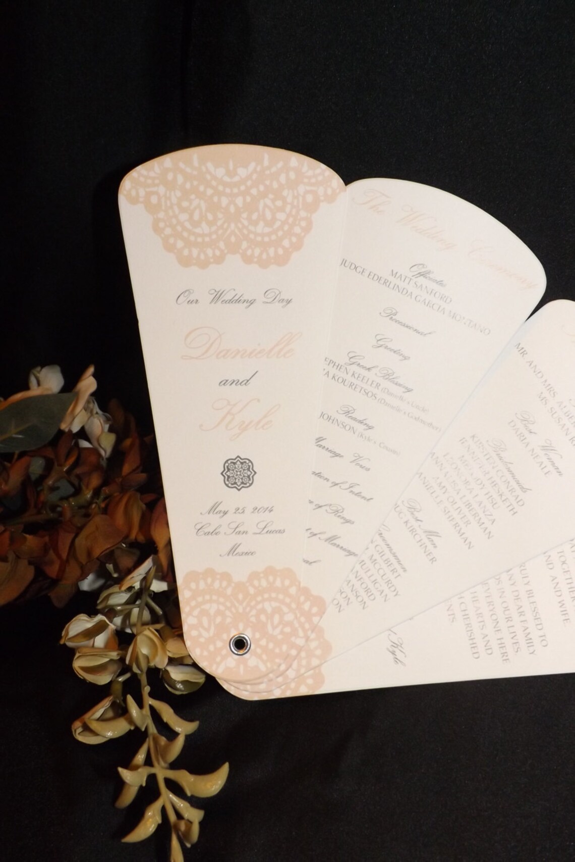 Lace Wedding Program Fans Petal Fan Programs Fan Programs - Etsy