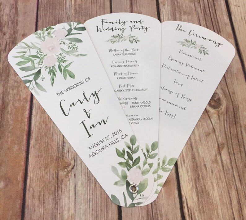Rustic Floral Petal Fan Programs Wedding Ceremony Fan - Etsy