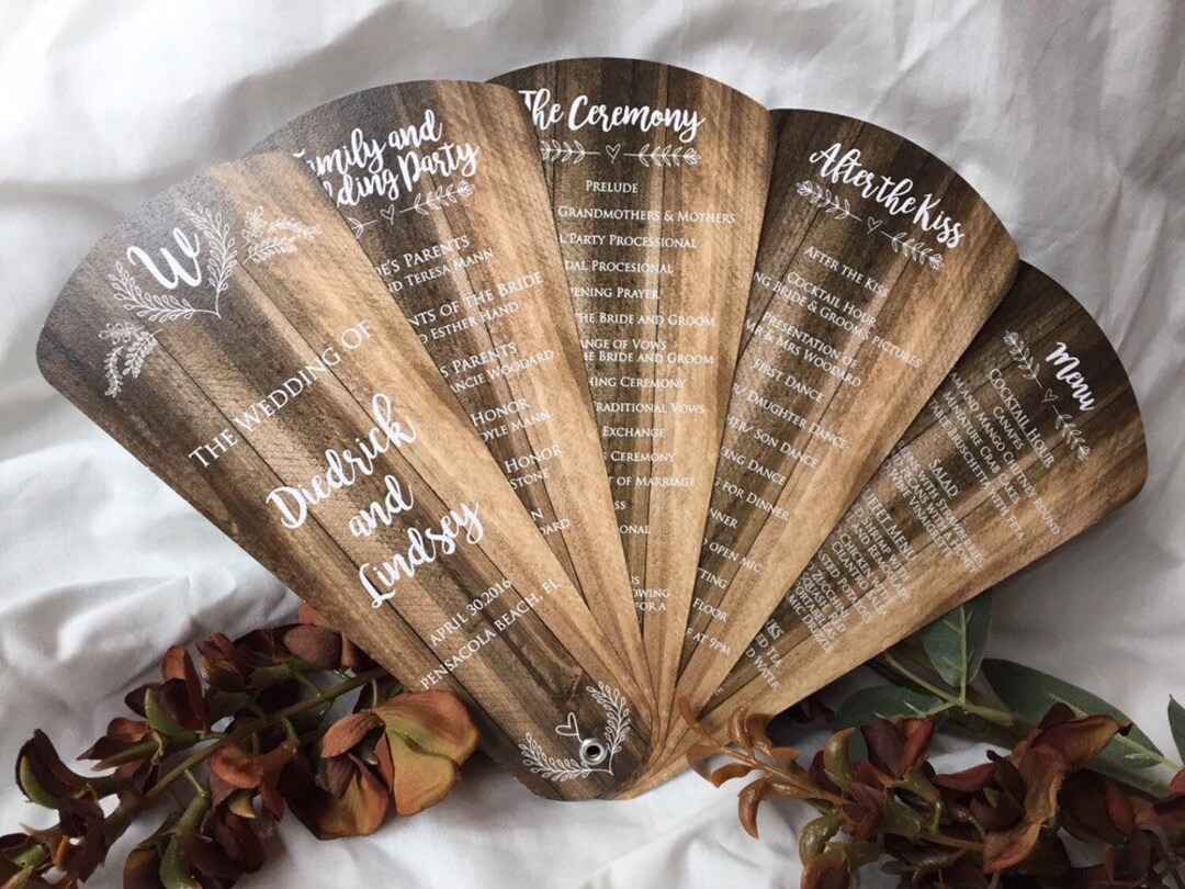 Ceremony Itinerary, Rustic Wedding Program Fans, Custom Petal Fan ...