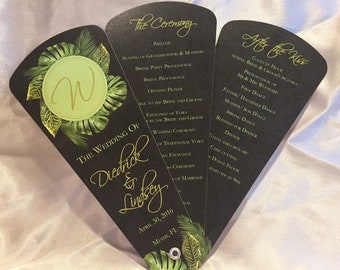 Exotic Wedding Program Fans Tropical Petal Fan Programs | Etsy