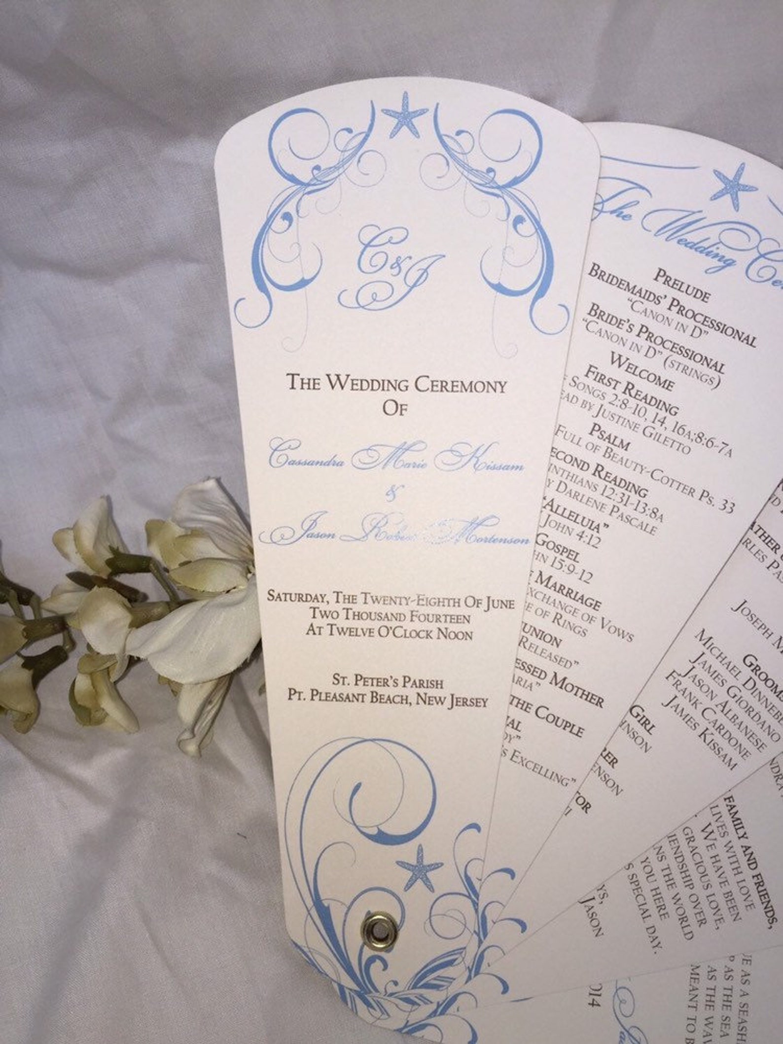 Nautical Elegance Wedding Program Fans, Petal Fan Programs, Fan Programs, Beach Wedding Program ...