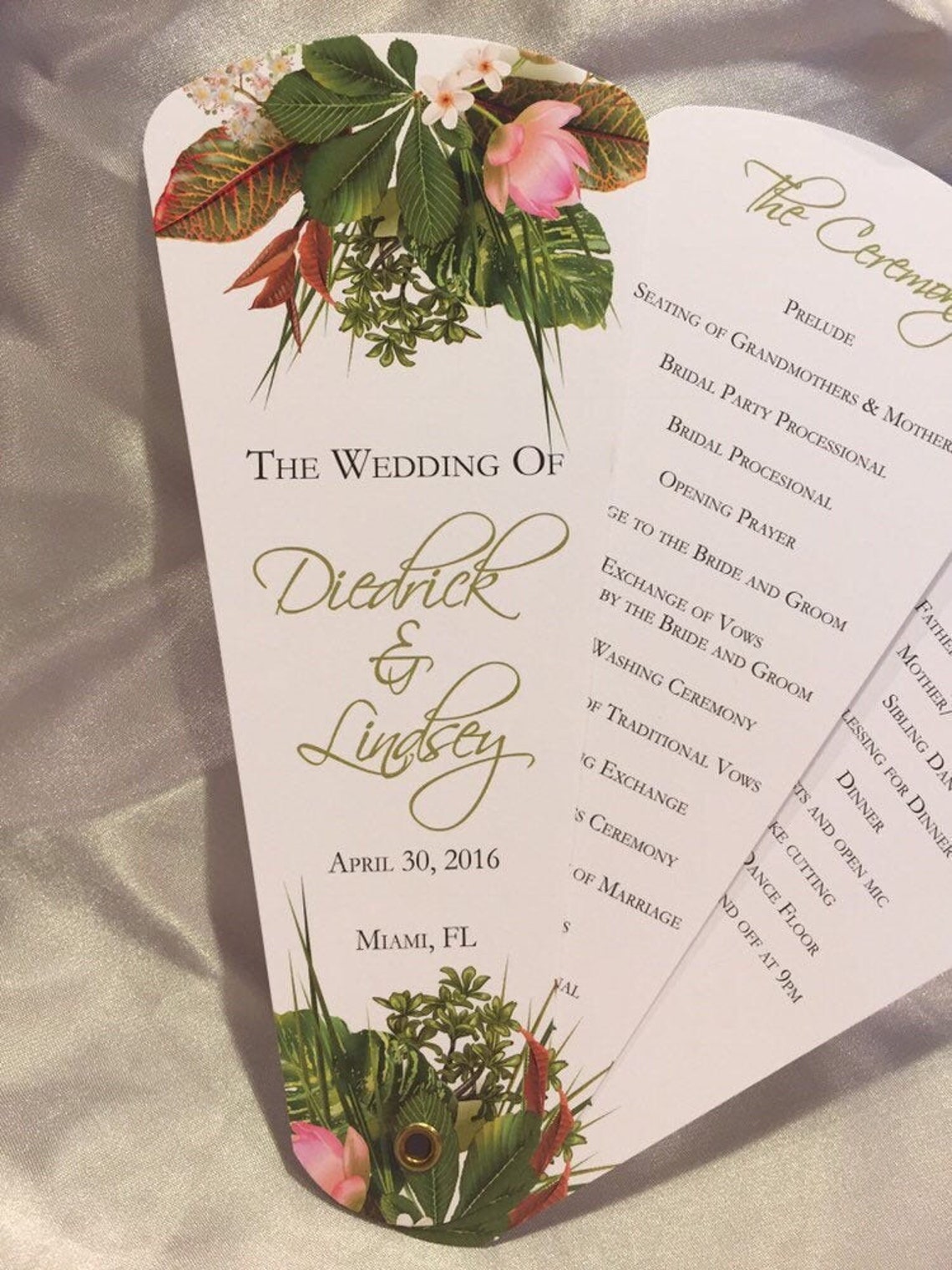 Exotic Wedding Program Fans Tropical Petal Fan Programs - Etsy