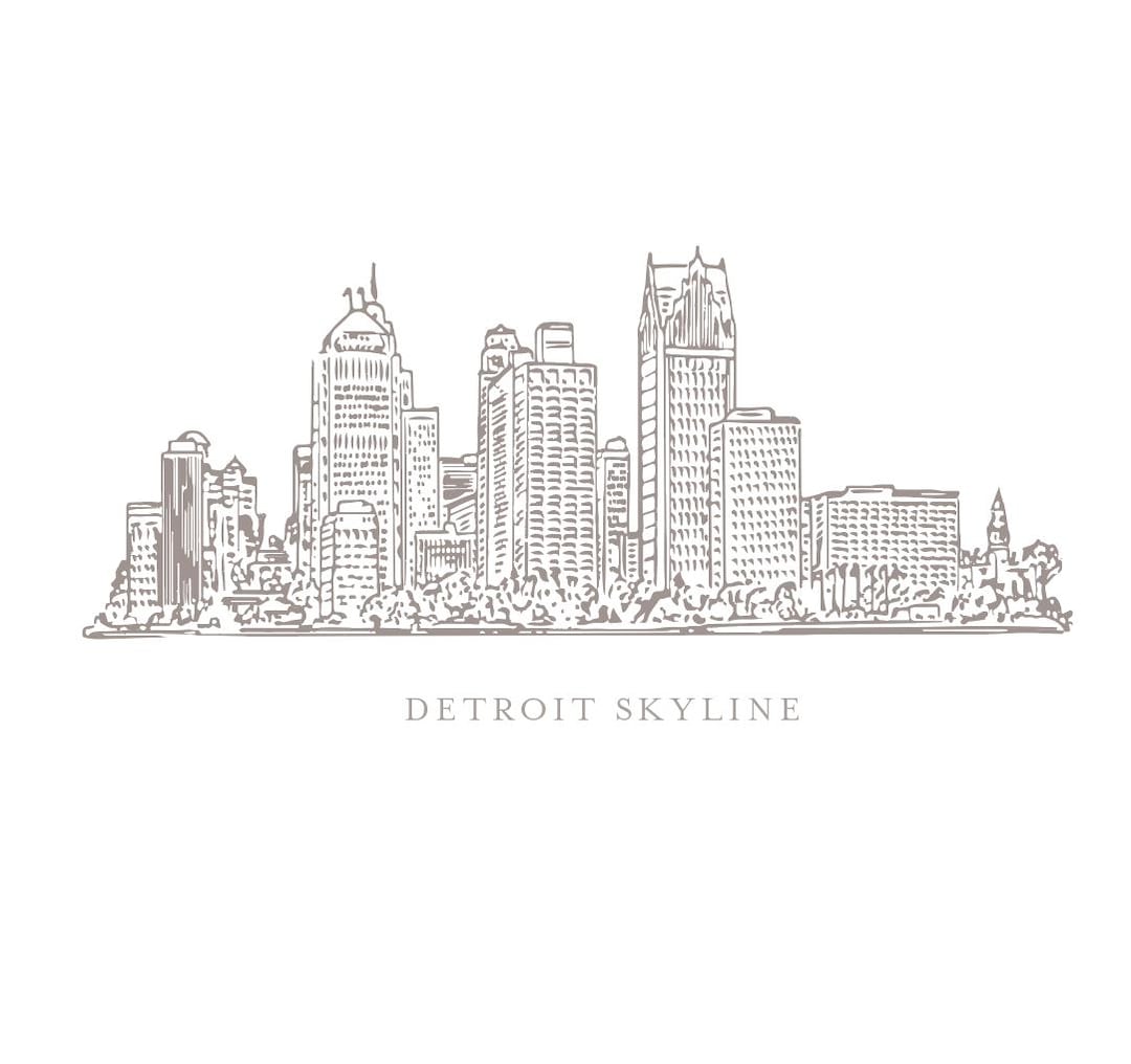 Detroit Skyline Drawing - Etsy