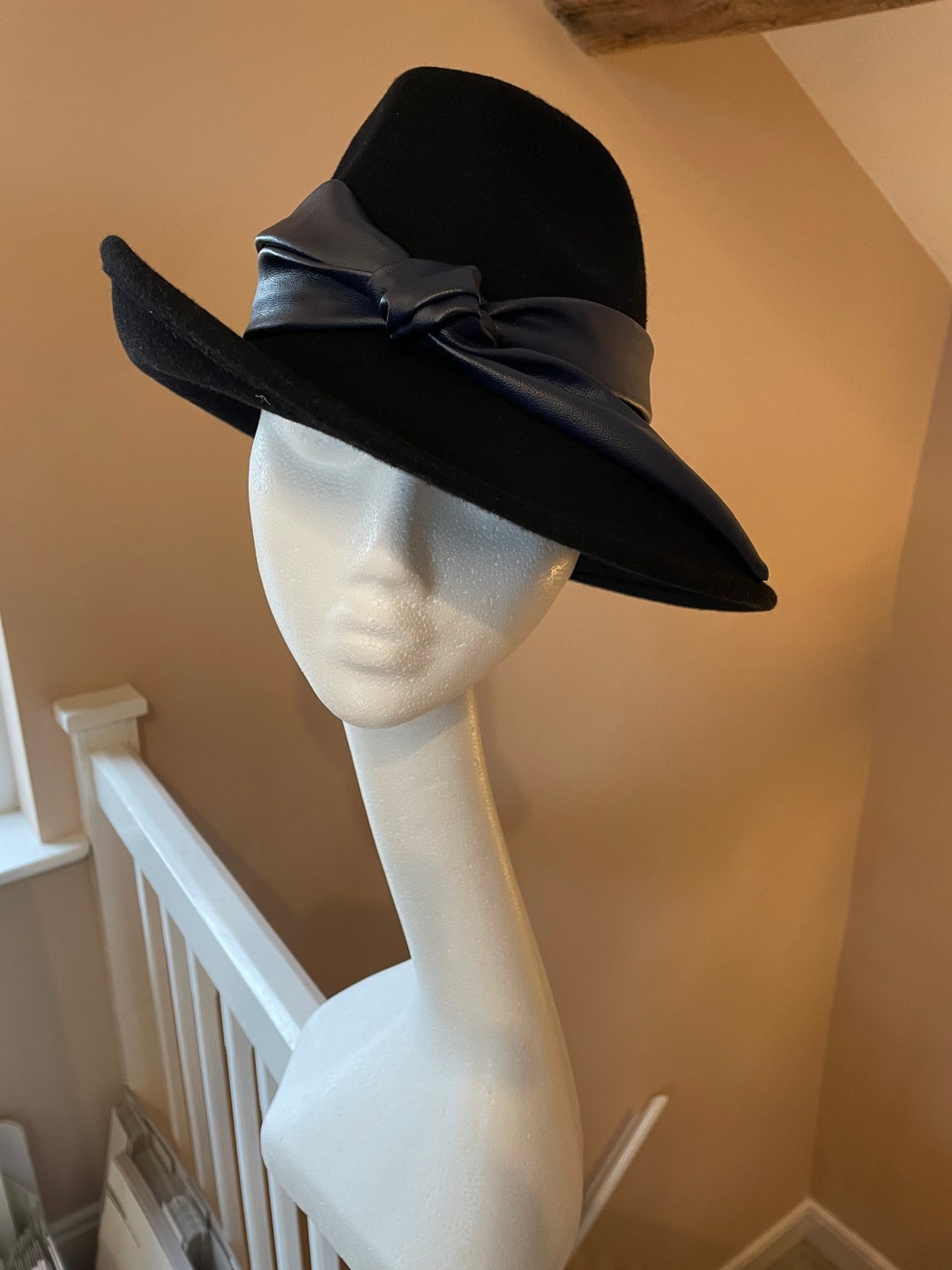Tilted Black Fedora - Etsy
