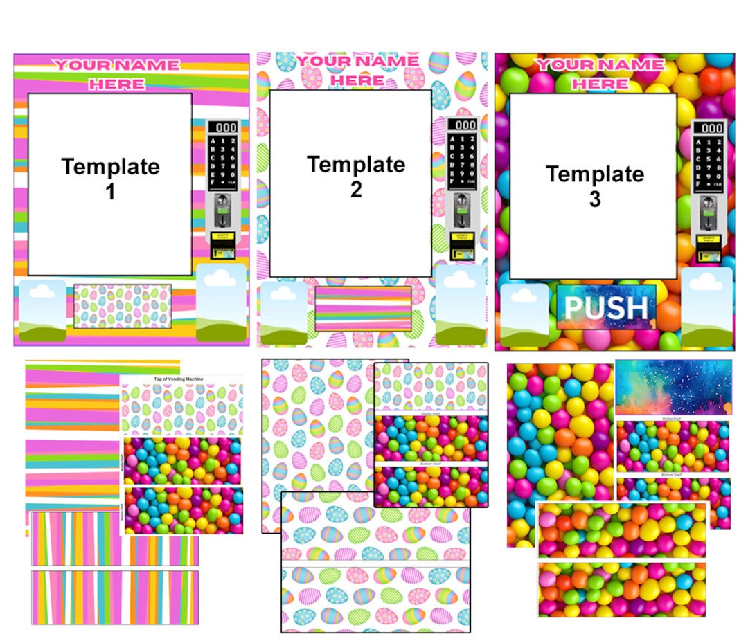 3 - 8"x10" Easter Basket Vending Machine Templates for Boys Girls - Add ...