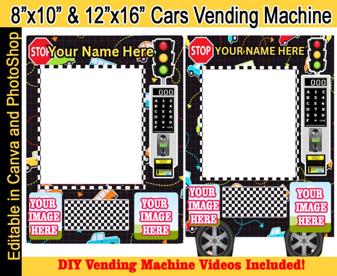8"x10" and 12"x16" Cars Easter Basket Vending Machine Templates ...
