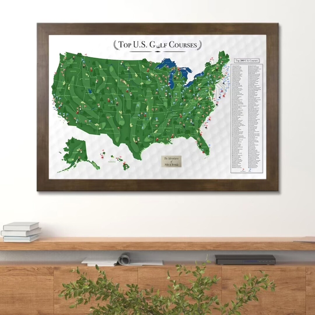 Personalized Golf Courses Tracking Map Map of Top 200 Golf - Etsy