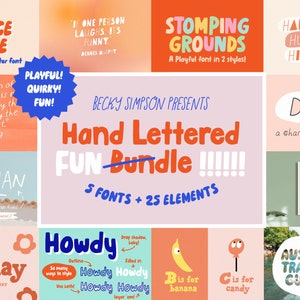 Playful Hand Lettered Font Bundle - Etsy
