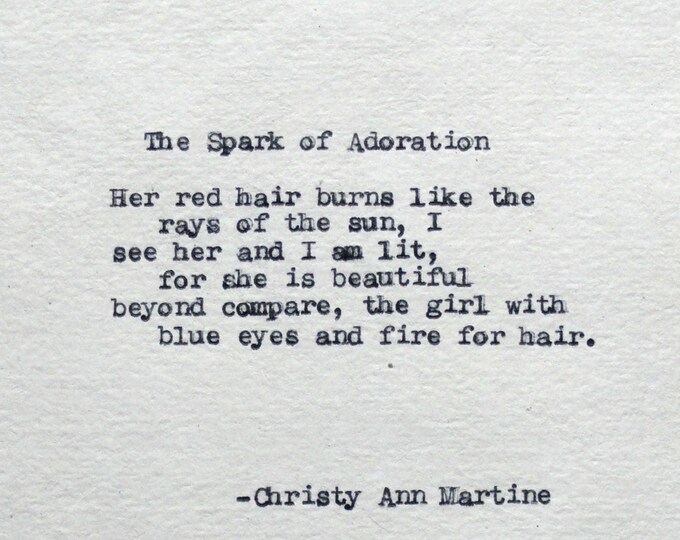 Red Hair Gift for Daughter Poem for Girl With Red Hair - Etsy