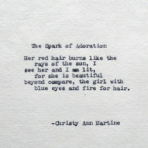 Red Hair Gift for Daughter - Poem for Girl With Red Hair - Redhead ...