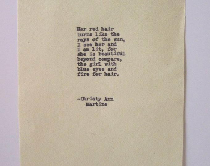 Redhead Poem Romantic Gift for Woman With Red Hair and Blue Eyes ...