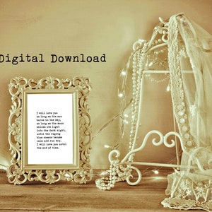 DIGITAL DOWNLOAD Love Poem Print - PRINTABLE Anniversary Gift for ...