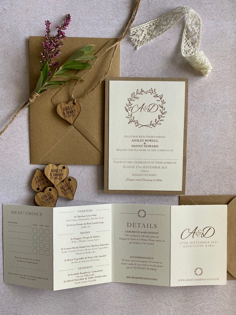 R2 - Rustic Wedding Invitation- Twine - Lace Wedding Stationery - Barn ...