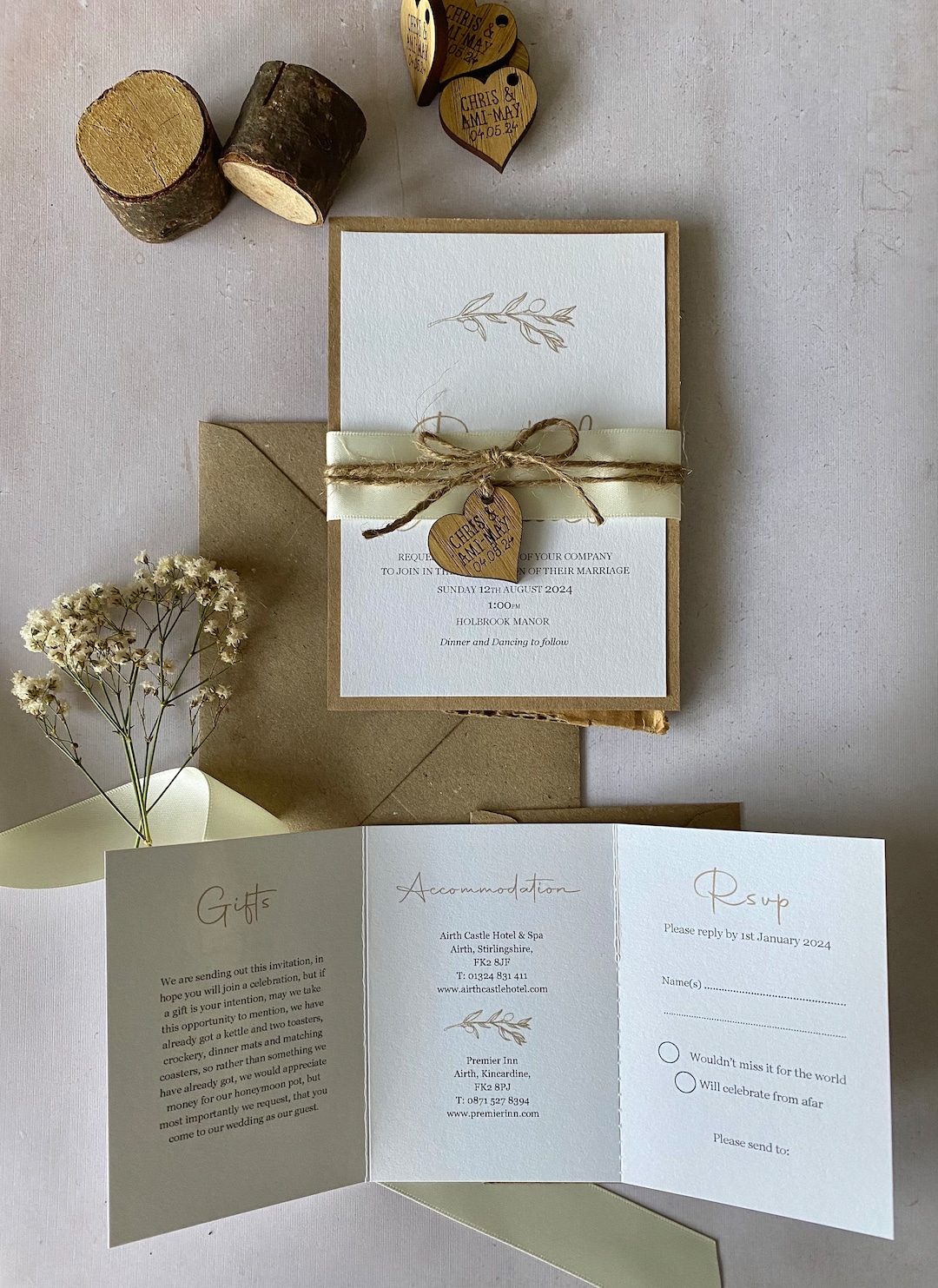 Rustic Wedding Invitation - Wedding Invitation With Rsvp - Barn Wedding ...