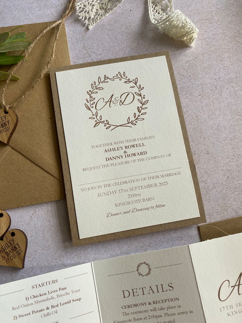 R2 - Rustic Wedding Invitation- Twine - Lace Wedding Stationery - Barn ...
