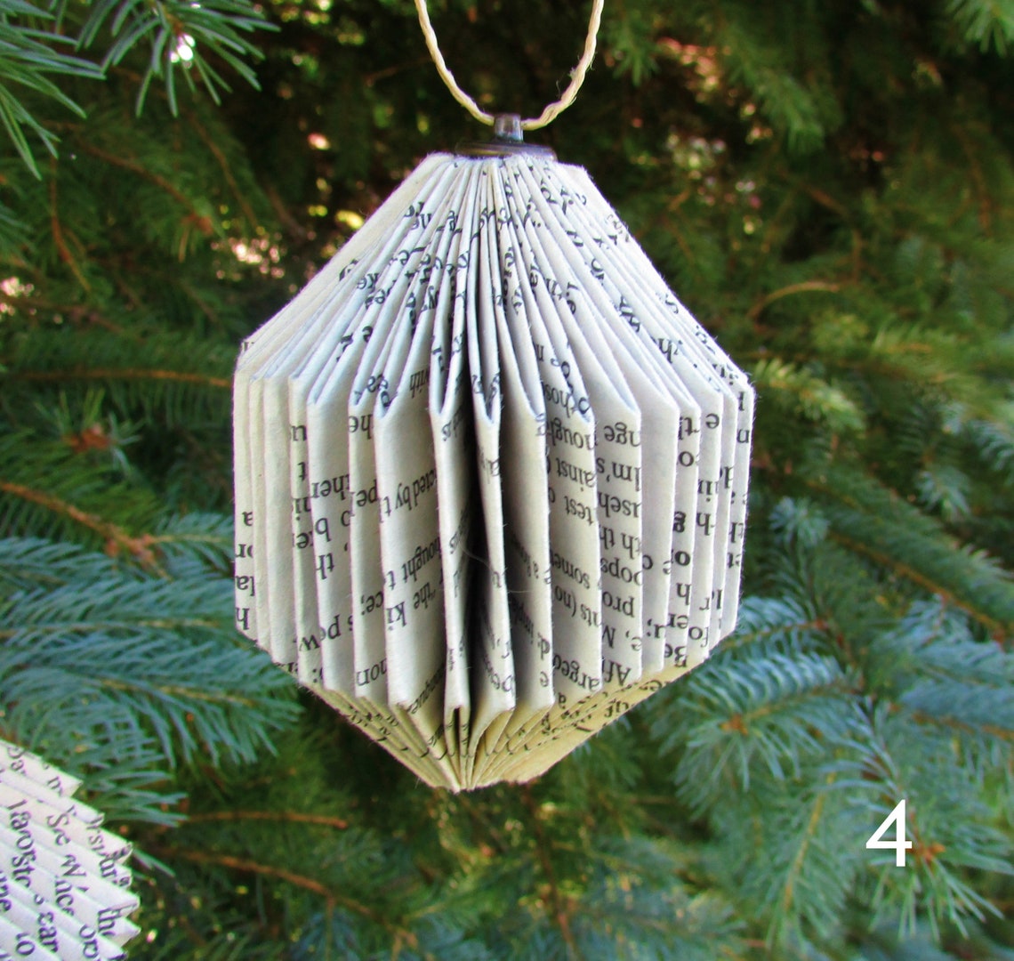 Hand Made Folded Book Page Ornaments | Etsy