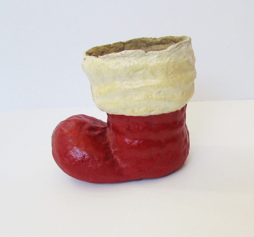 Vintage Paper Pulp Mache Santa Boot Candy Container - Etsy