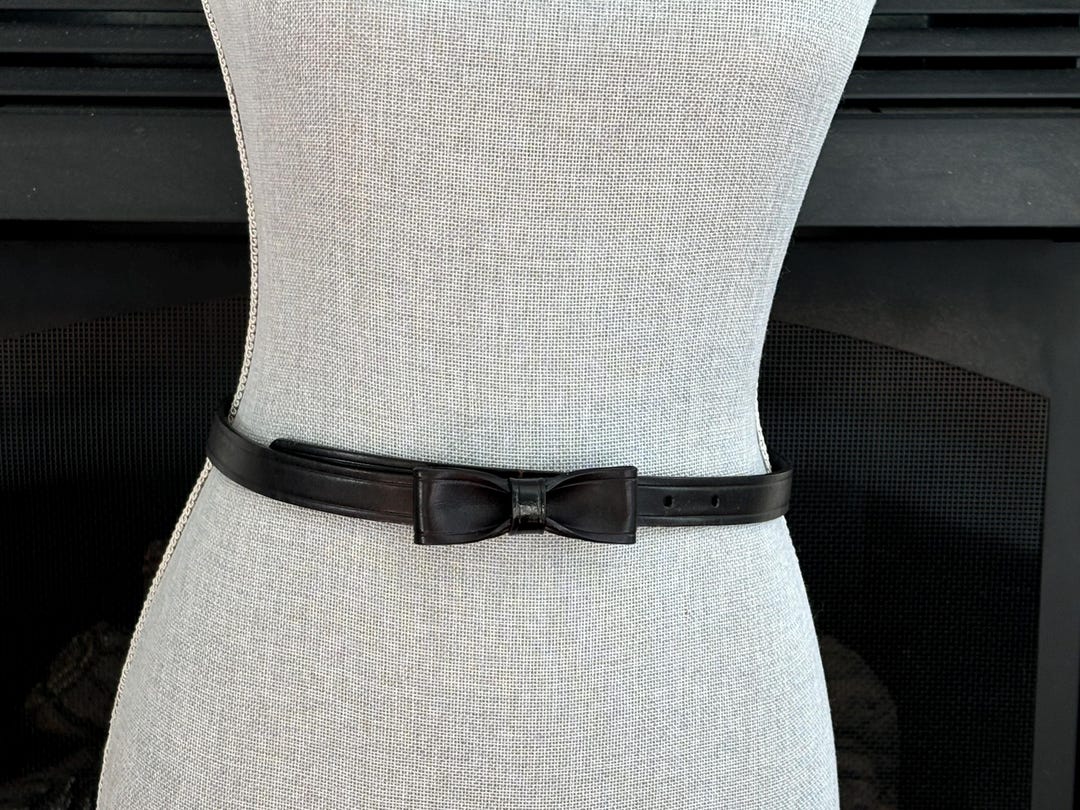 Vintage Fossil Black Leather Fashion Belt With Leather Bow - Etsy