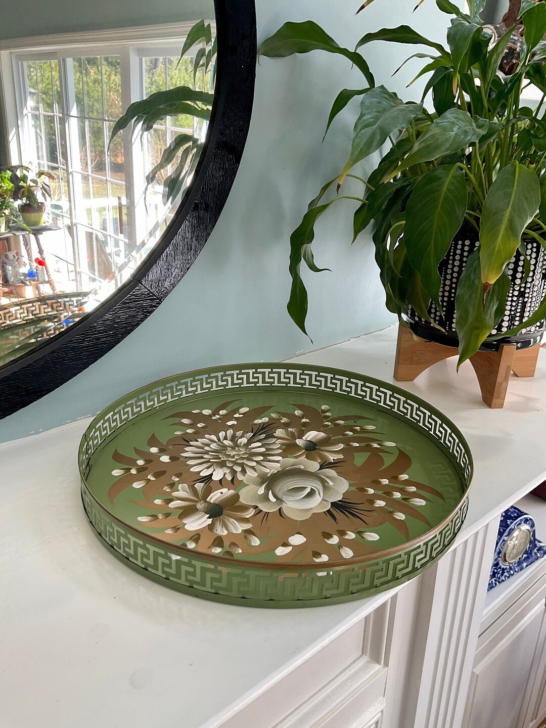 Decorative Hand Painted Vintage Metal Tray - Etsy