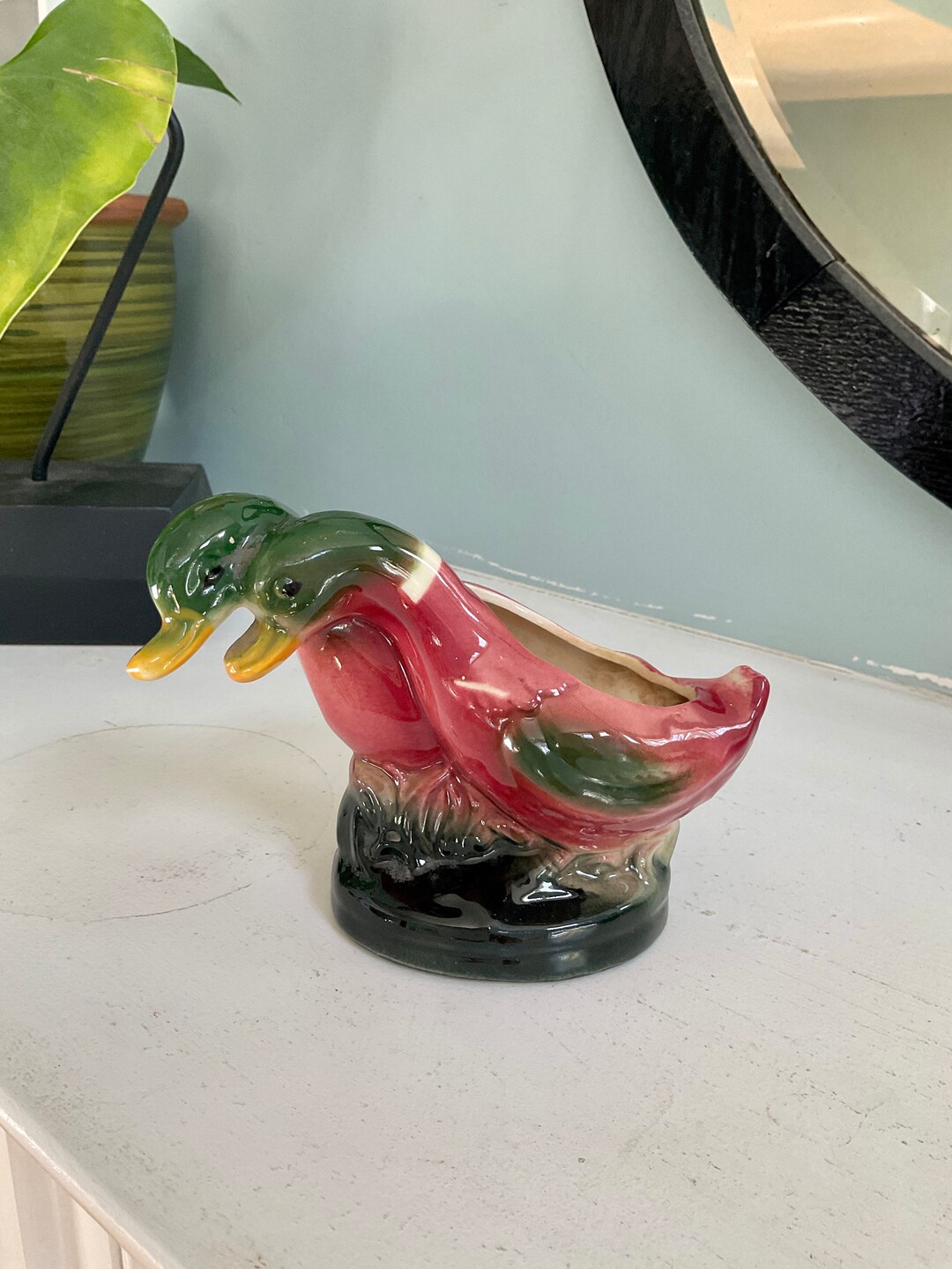 Colorful Vintage Ceramic Indoor Duck Planter - Etsy
