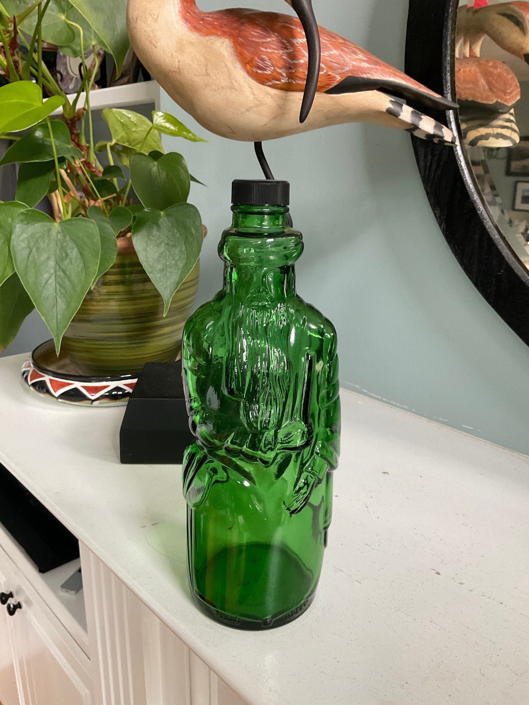 Vintage Collectible Green Glass Liquor Bottle/christmas Decor - Etsy