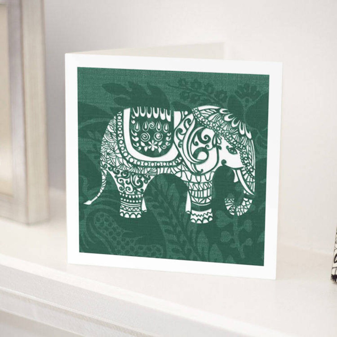 Elephant CARD Love Elephants Indian Elephant Detail Green Wildlife ...
