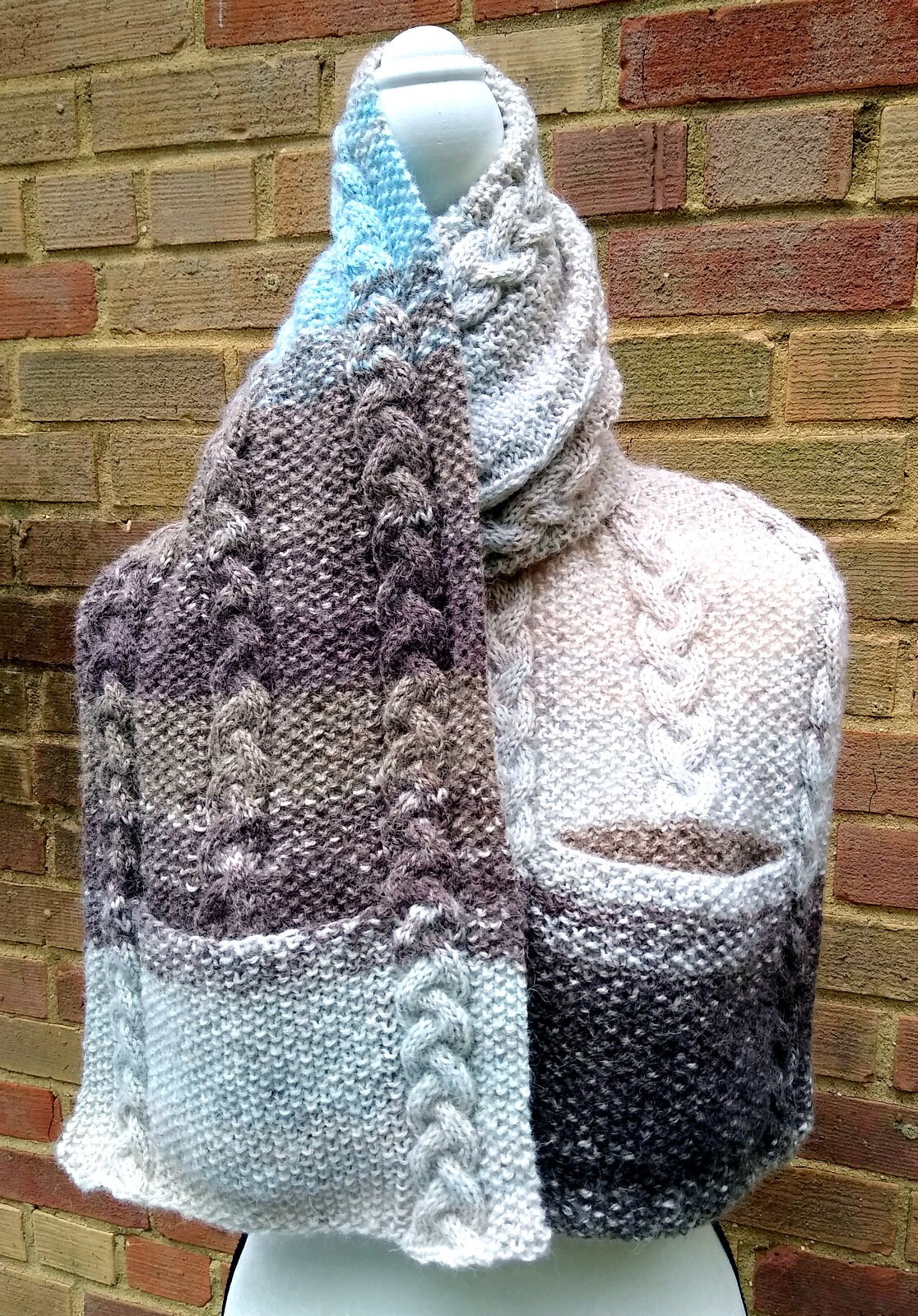 Knitting Pattern Pocket Scarf Braids & Pockets Scarf | Etsy