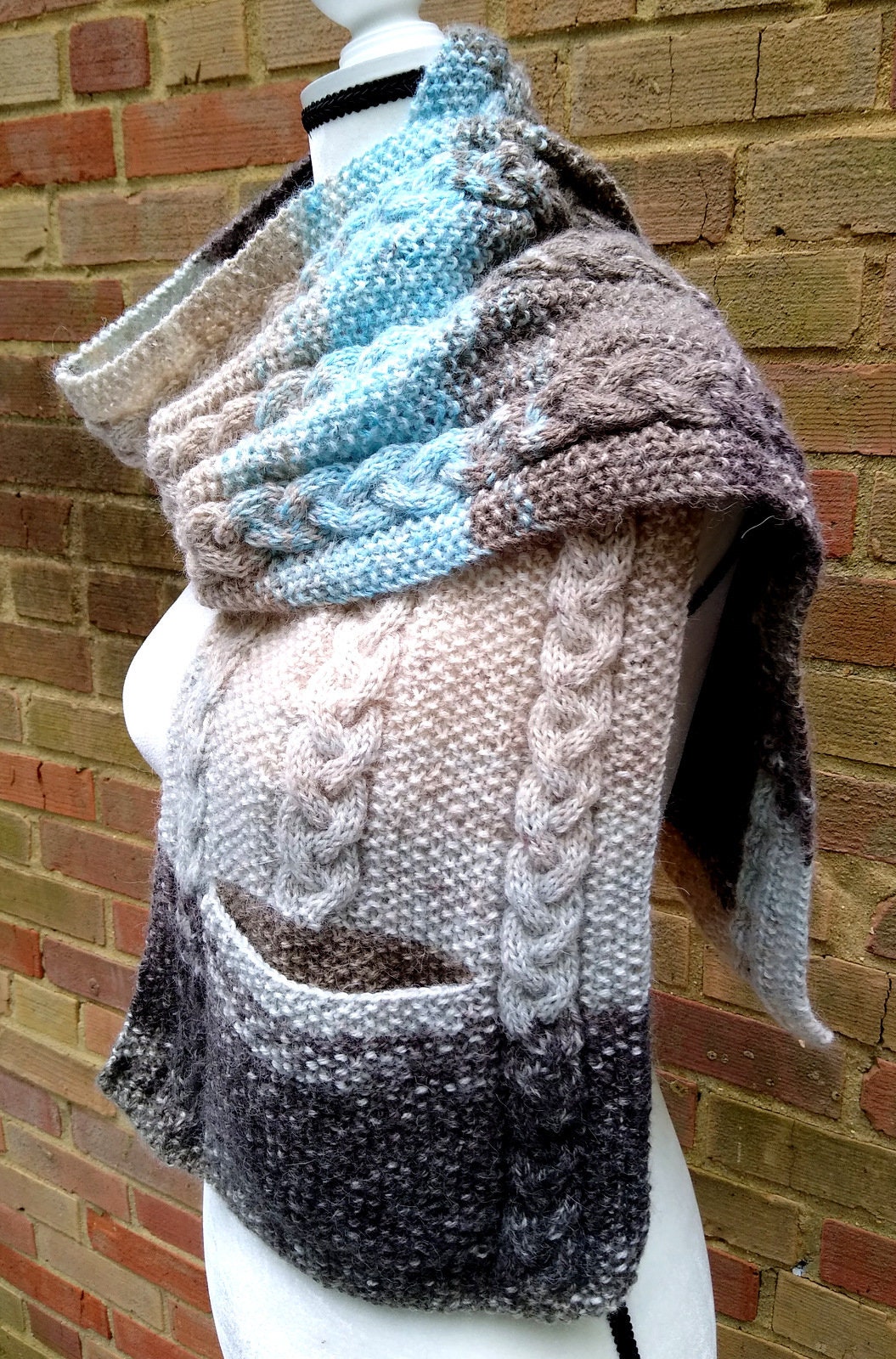 Knitting Pattern Pocket Scarf Braids & Pockets Scarf | Etsy