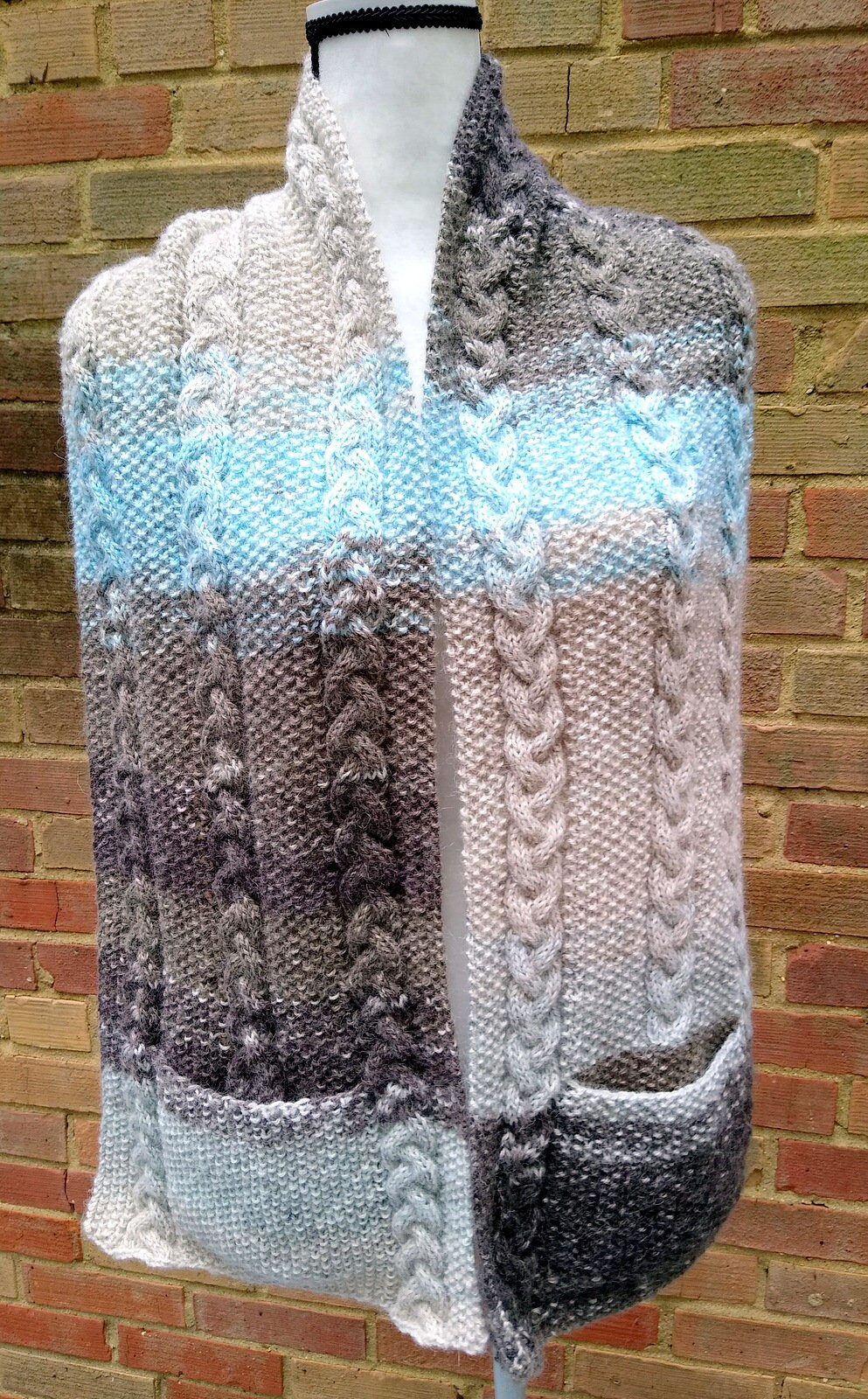 Knitting Pattern Pocket Scarf Braids & Pockets Scarf | Etsy