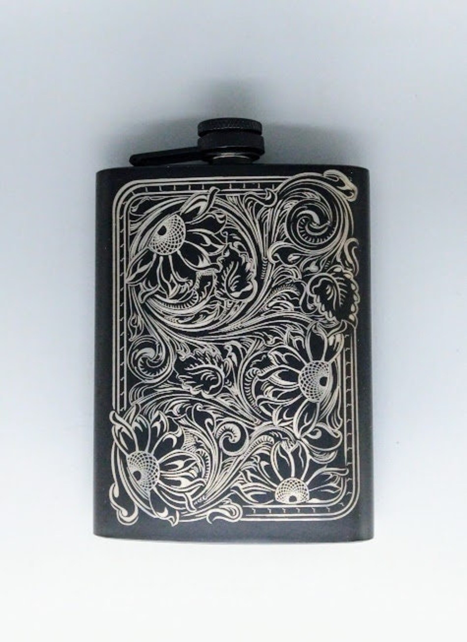 Tooled Sunflowers Engraved Flask 8 Oz - Etsy