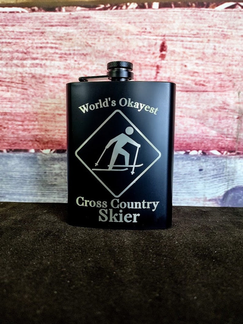 World's Okayest Cross Country Skier Engraved Flask 8 Oz - Etsy Canada