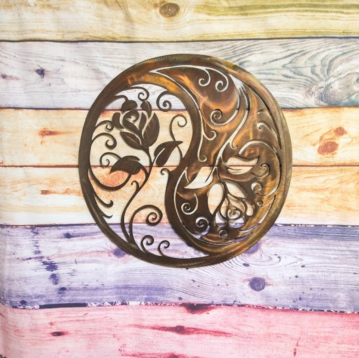 Ying Yang Roses Metal Wall Art - Etsy