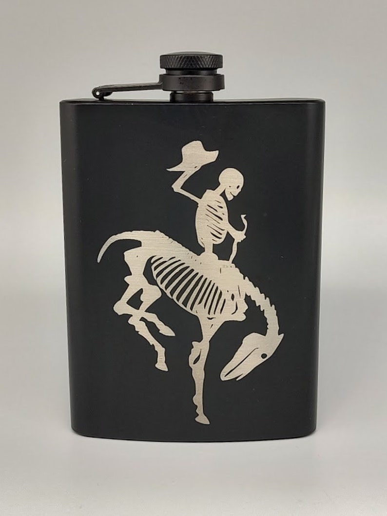 Skeletal Cowboy Engraved Flask 8 Oz - Etsy