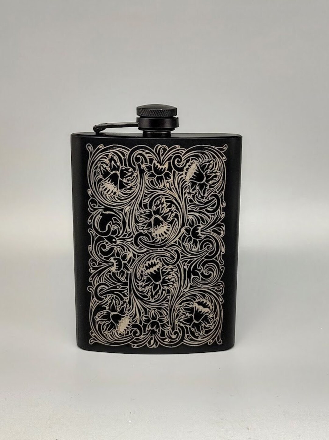 Floral Pattern Engraved Flask 8 Oz - Etsy