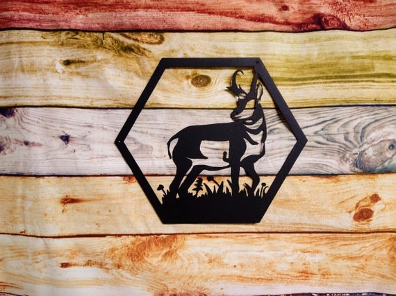 Antelope Hexagonal Metal Wall Art | Etsy