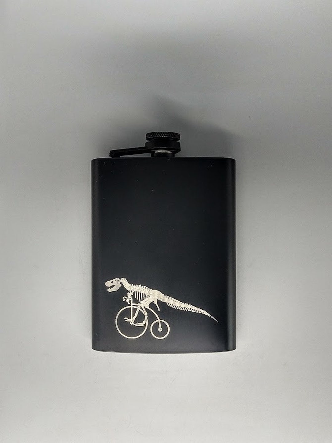Tyrannosaurus Rex on a Penny Farthing Engraved Flask 8 Oz - Etsy