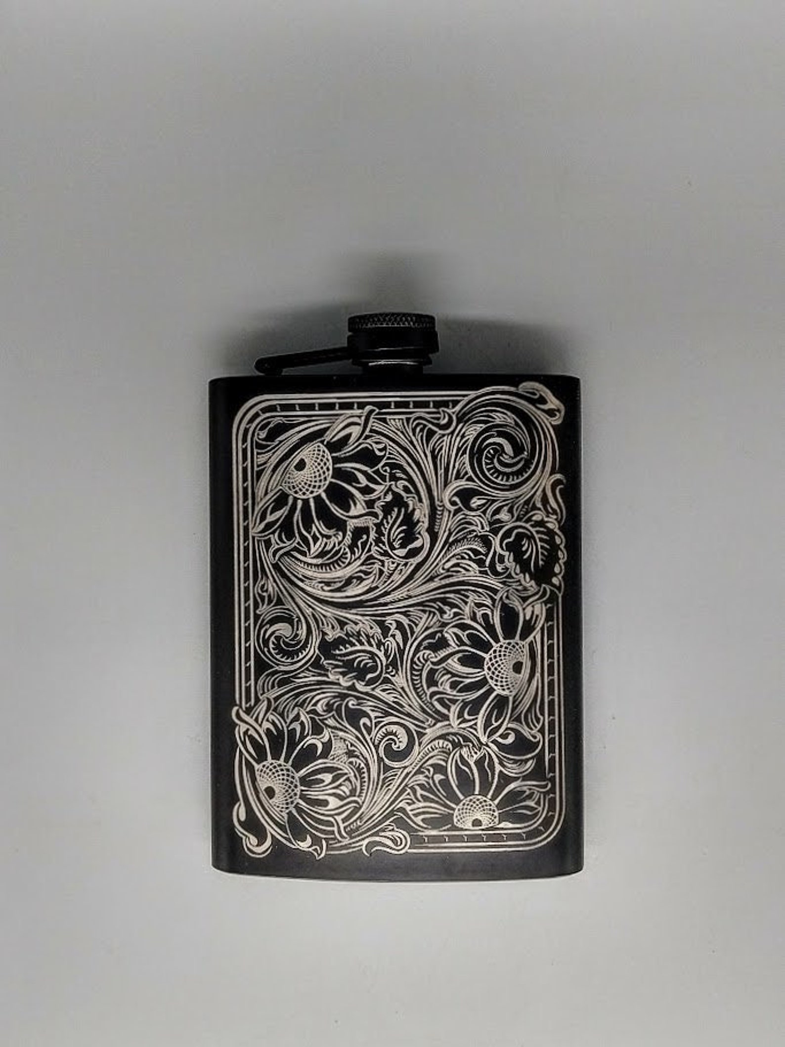 Tooled Sunflowers Engraved Flask 8 Oz - Etsy